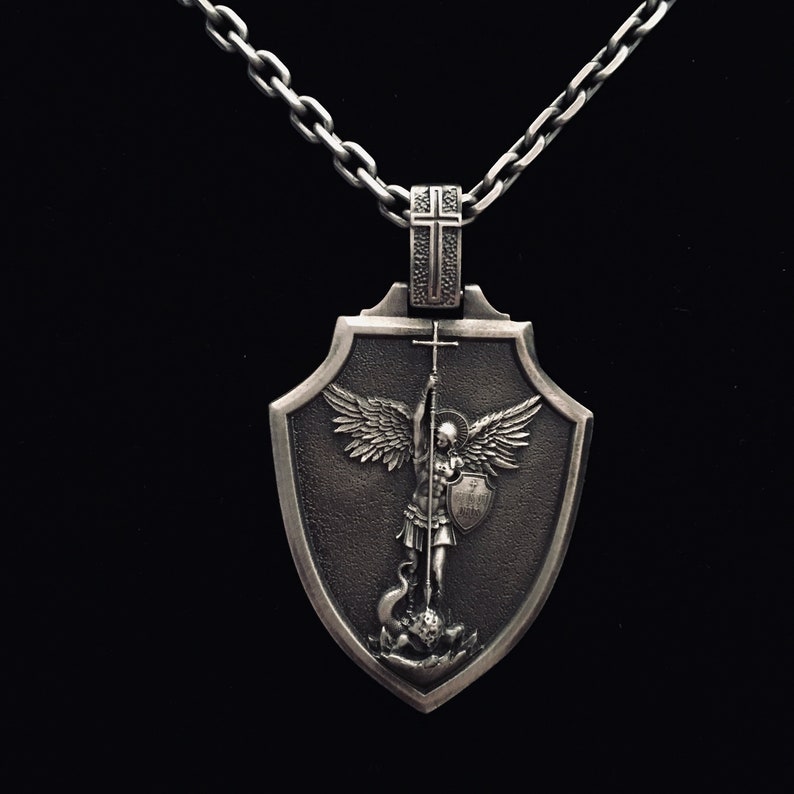 Archangel Saint Michael Silver Medallion Orthodox Shield - Etsy