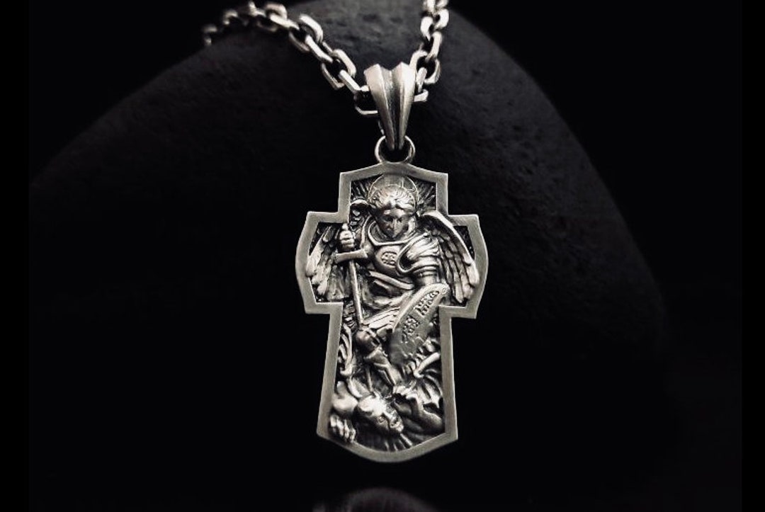 Archangel Saint Michael Silver Cross Orthodox Shield - Etsy