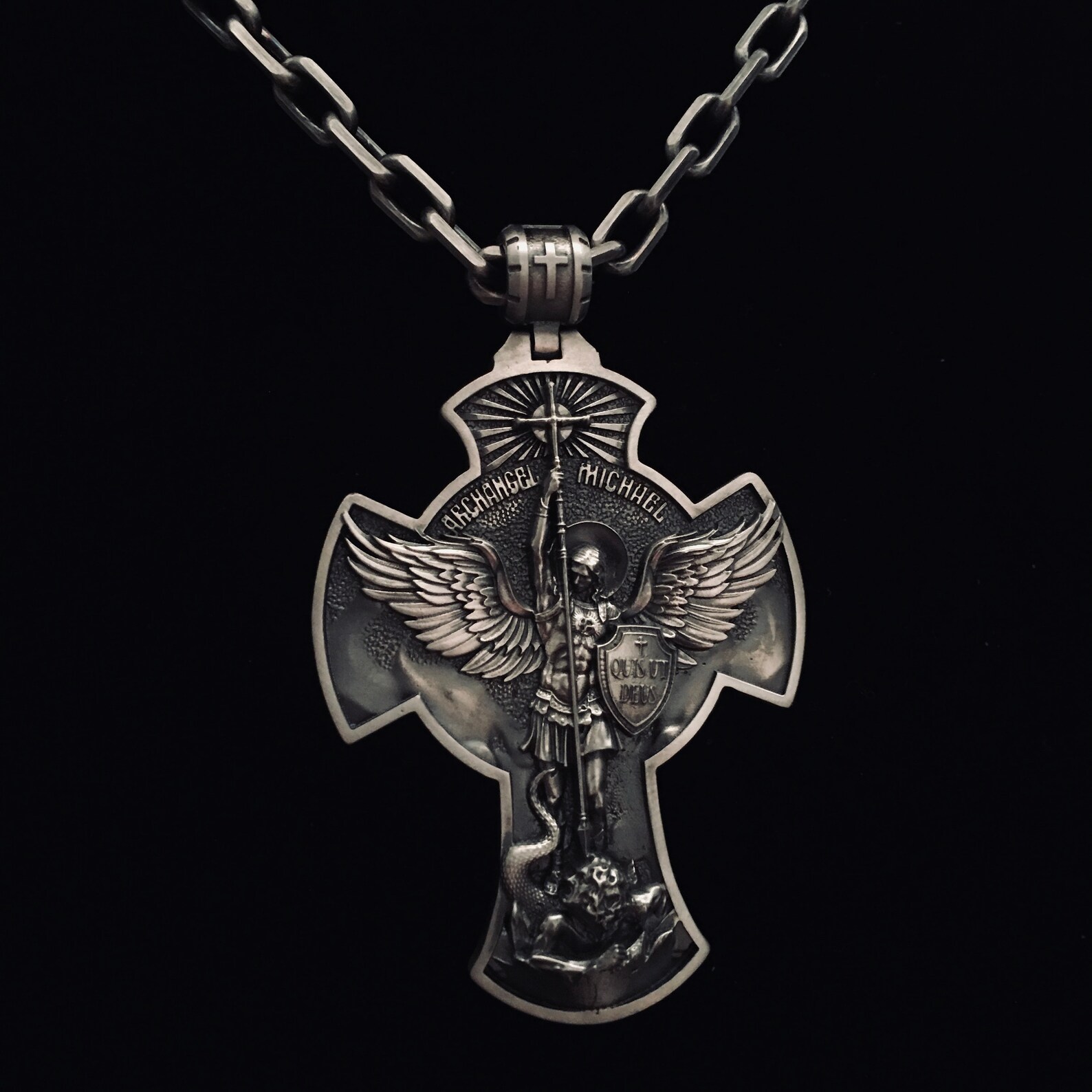 Archangel Saint Michael Silver Cross Orthodox Shield - Etsy