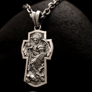 Archangel Saint Michael Silver Cross Orthodox Shield - Etsy