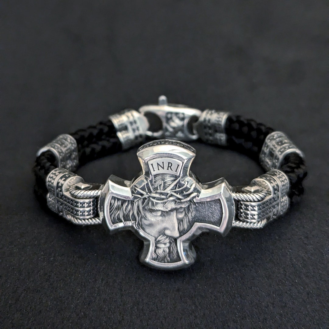 Jesus Crucifix Bracelet Christ Jesus Cross Bracelet Religious Men ...