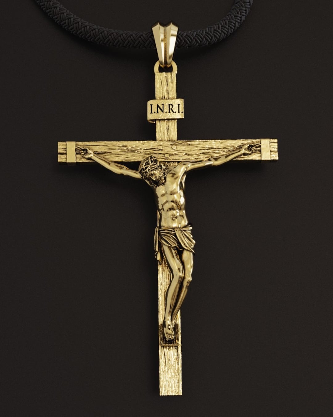 Golden Jesus Crucifix Necklace, Jesus Cross Pendants, Religious ...