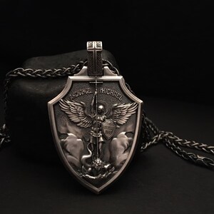 Archangel Saint Michael Silver Medallion, Orthodox Shield Archangel ...