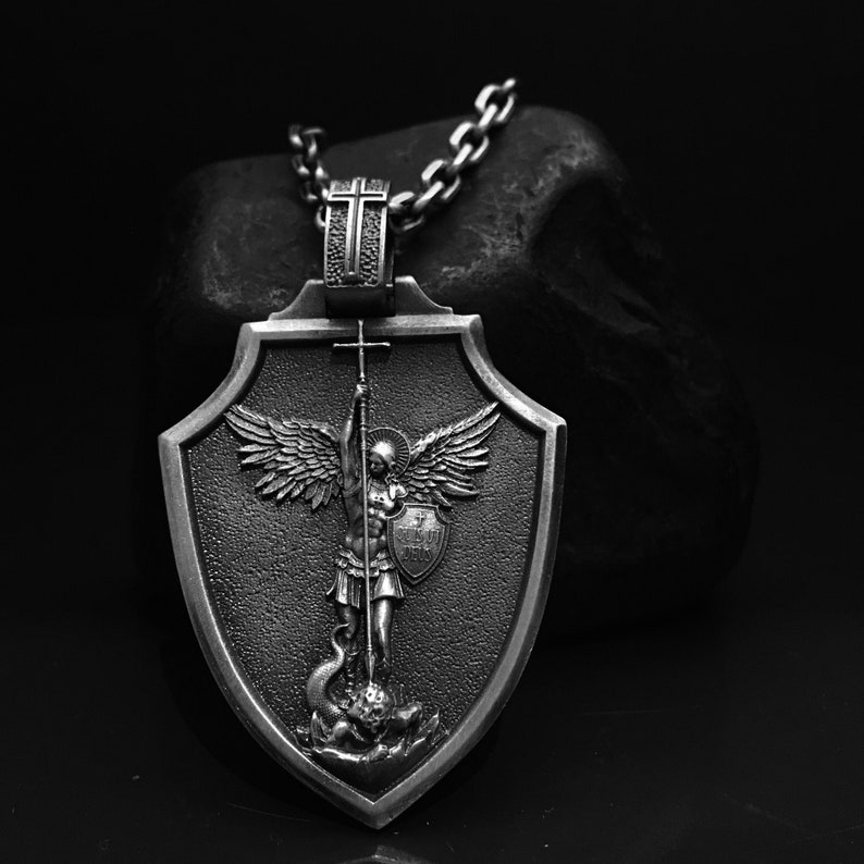 Archangel Saint Michael Silver Medallion Orthodox Shield - Etsy