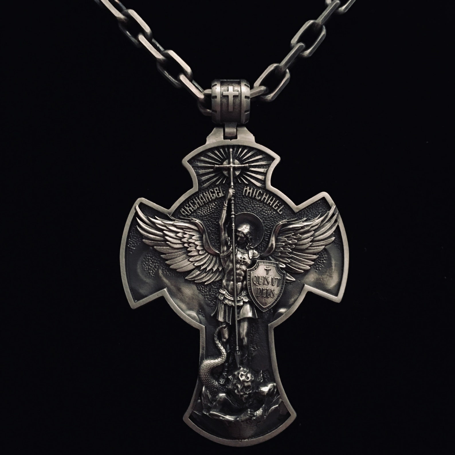 Archangel Saint Michael Silver Cross Orthodox Shield - Etsy