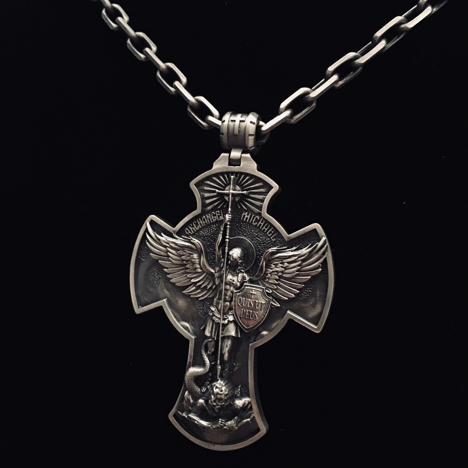 Archangel Saint Michael Silver Cross Orthodox Shield - Etsy