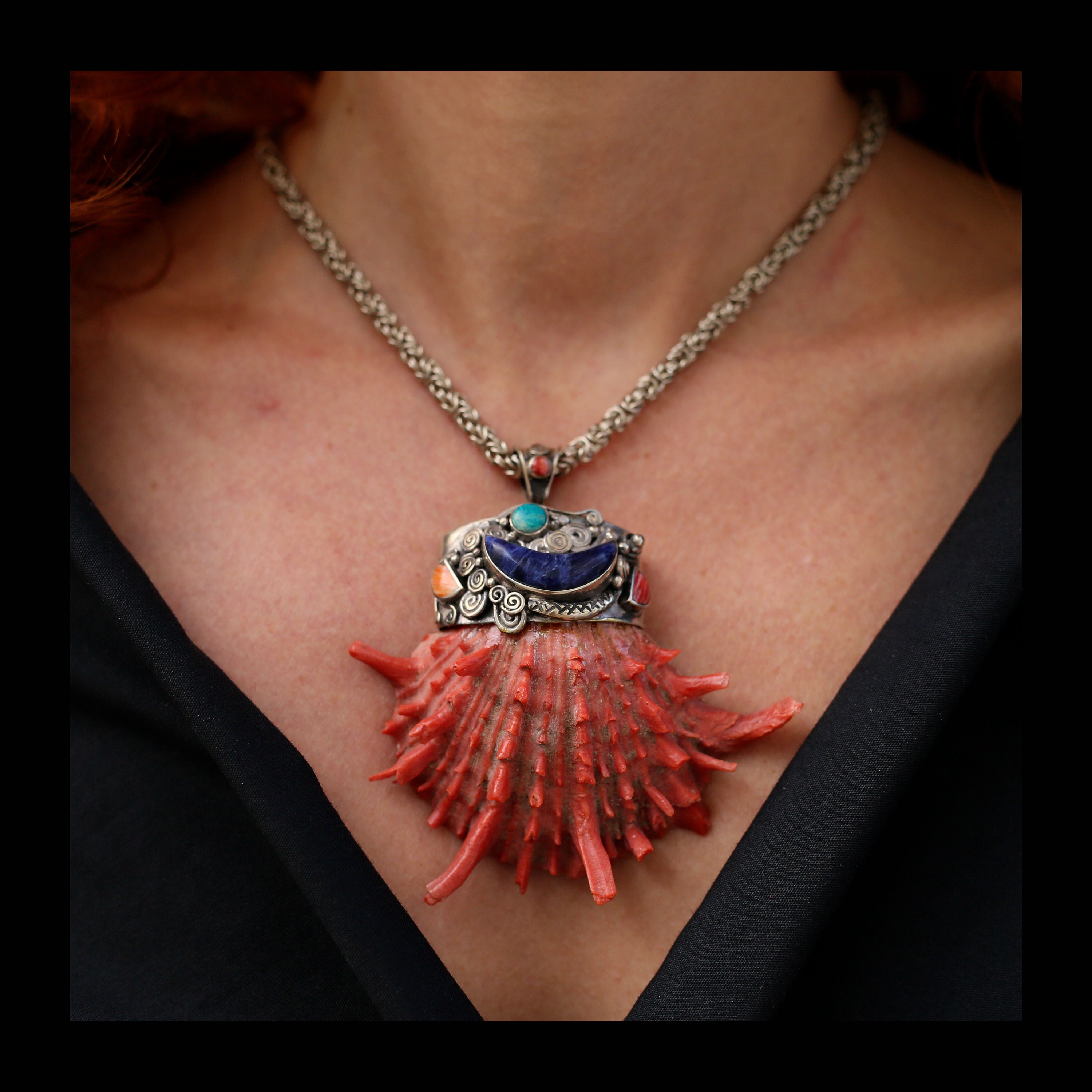 SPONDYLUS NECKLACE Spiny Oyster Shell Sterling Silver - Etsy