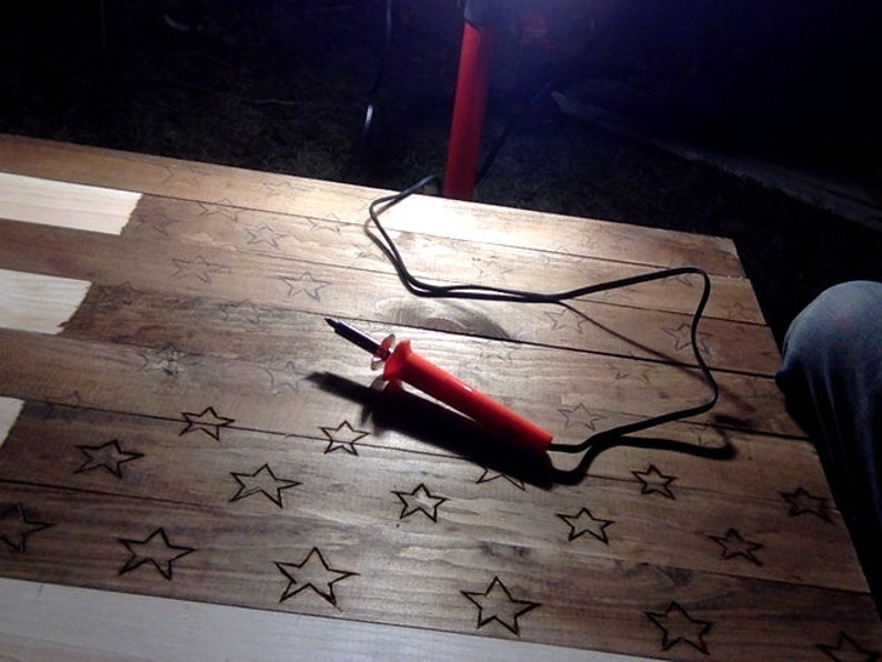 Handmade Wood-burnt American Flag Table - Etsy