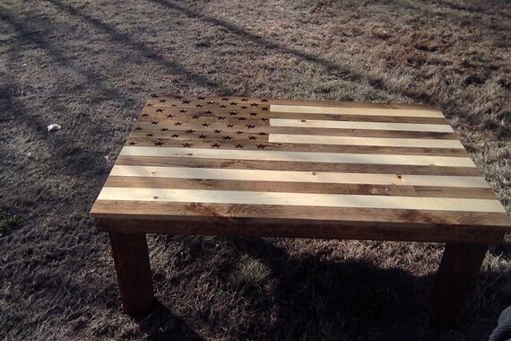 Handmade Wood-burnt American Flag Table - Etsy