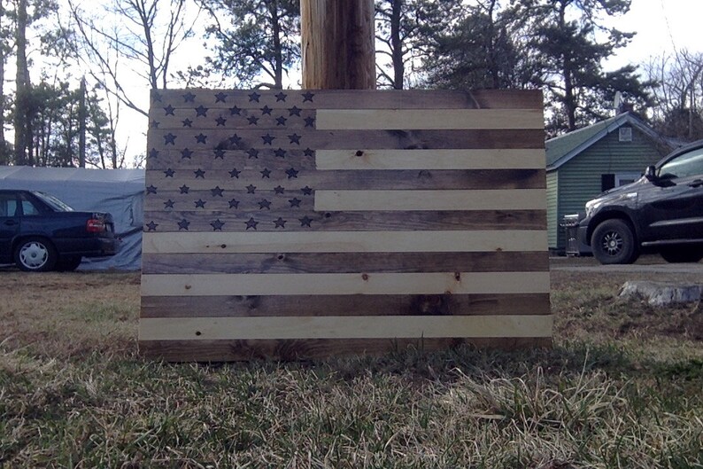 Handmade Wood-burnt American Flag Table - Etsy