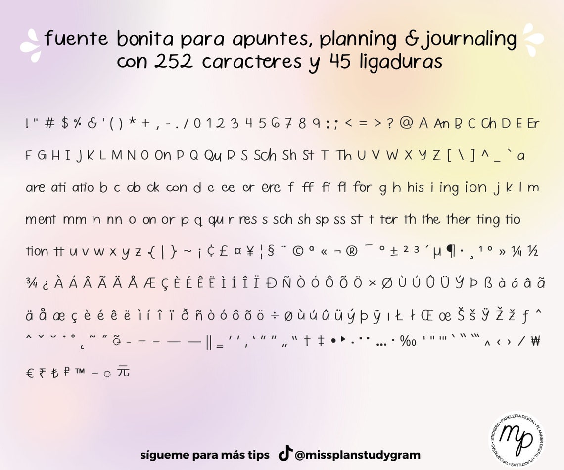 Fuente manuscrita para word, goodnotes, noteshelf fuente bonita ...