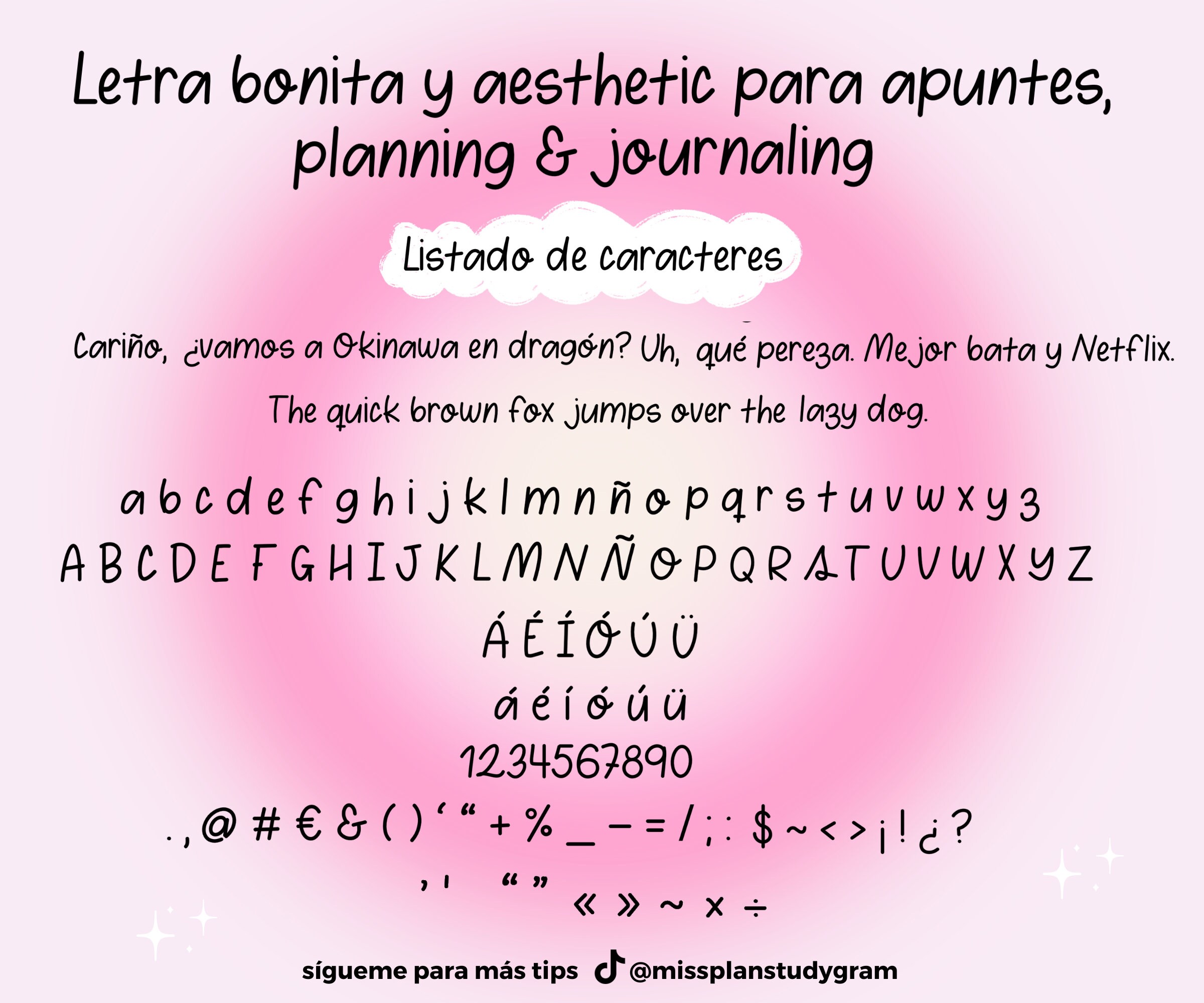 Tipografía manuscrita para word, goodnotes, noteshelf fuente bonita ...