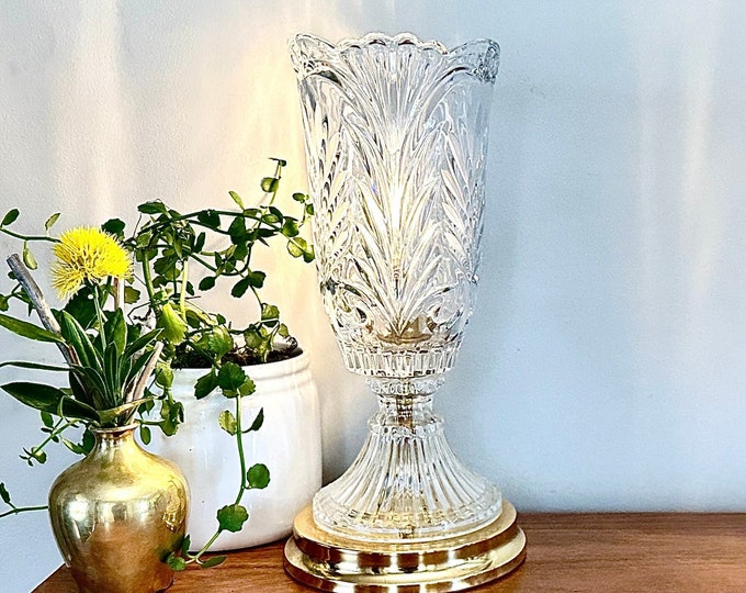 Large Vintage Cut Crystal Torchiere Lamp | 14' Tall Decorative Gold ...