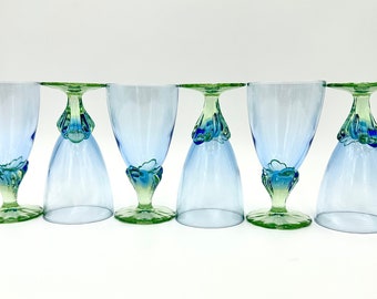 Bormioli Rocco Bahia Champagne Glasses Stunning Blue and Green Footed ...