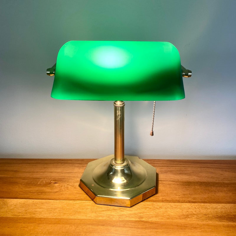 Green and Gold Brass Desk Light - Etsy UK