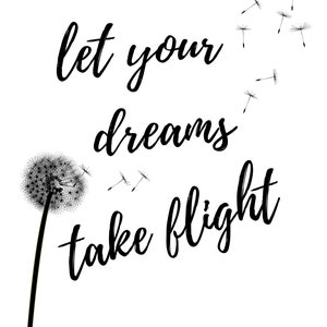 Printable "let Your Dreams Take Flight" Quote Wall Art | Dreams Sign ...