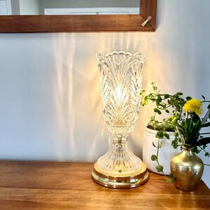 Large Vintage Cut Crystal Torchiere Lamp 14' Tall Decorative Gold Table ...