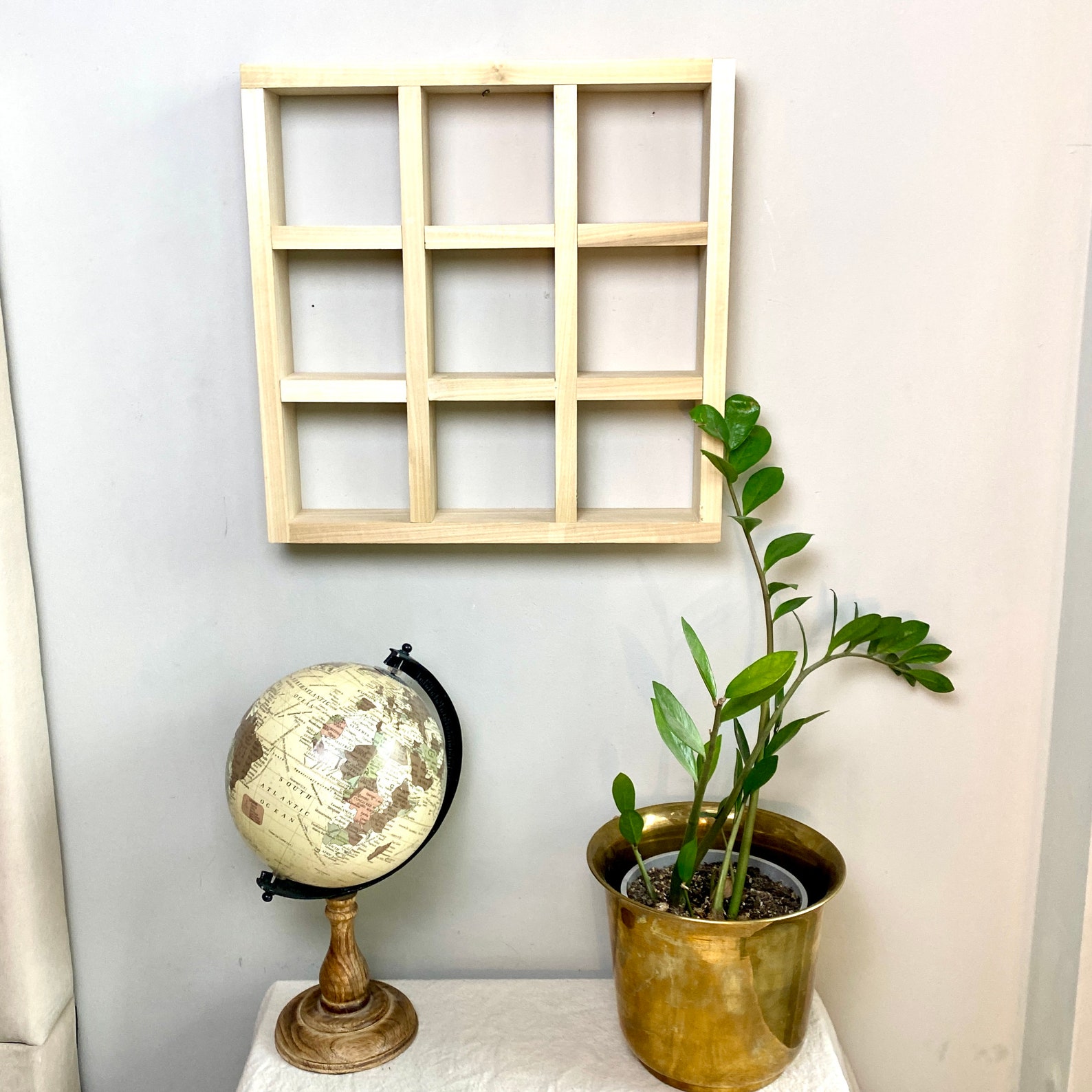 Large Floating Square Shelf | 9 Cube Square Wall Shelf | Light Wood ...