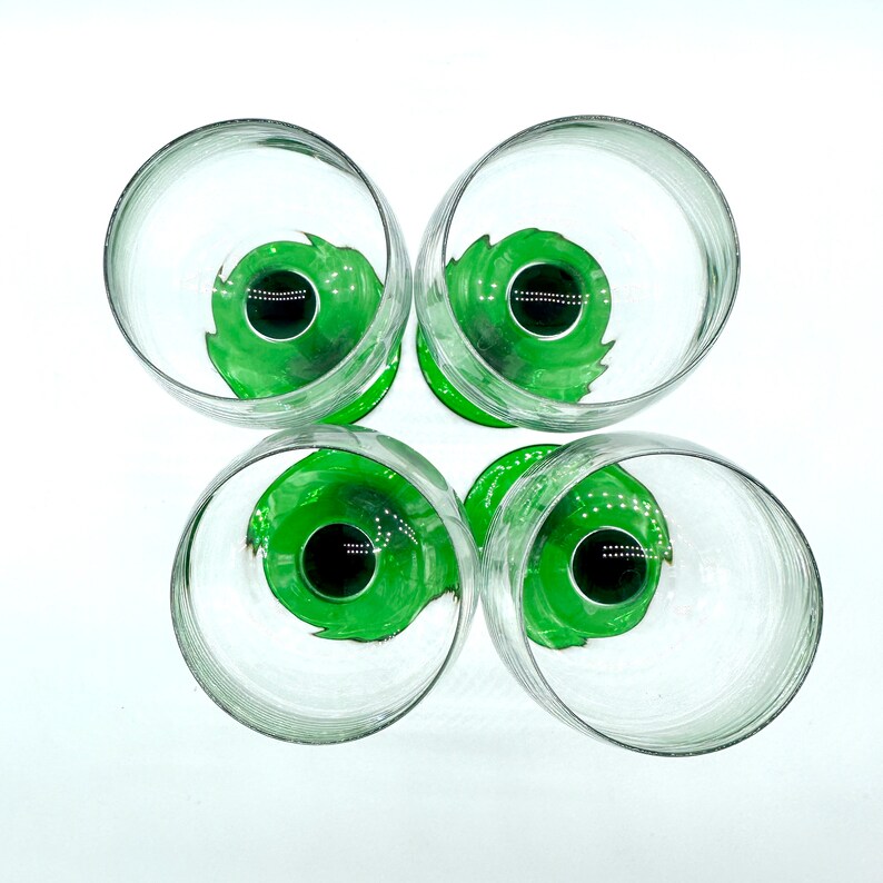 Emerald Green Stem Luminarc Wine Glasses Vintage Green Etsy