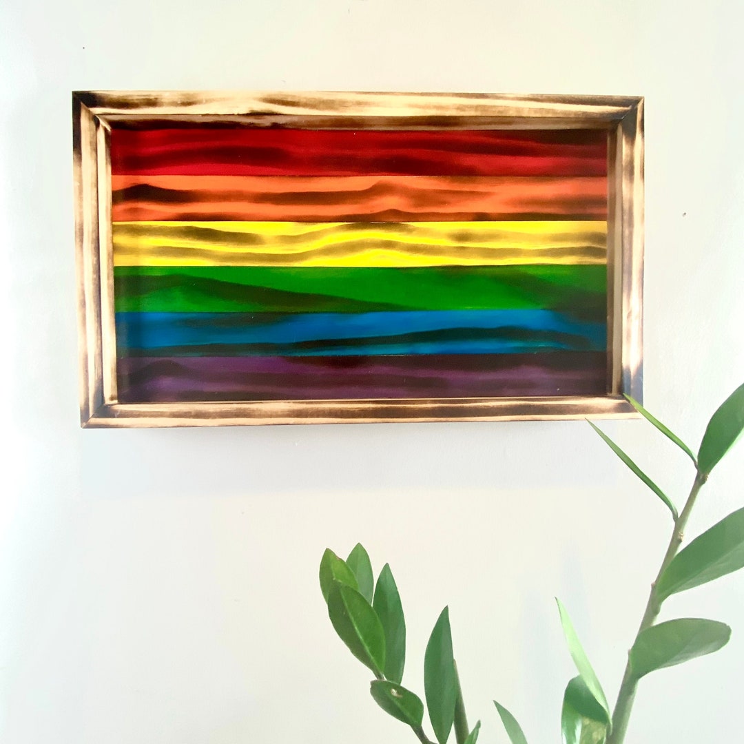Wood Rainbow Flag Wall Art | Framed or Unframed LGBTQ+ Wooden Pride ...