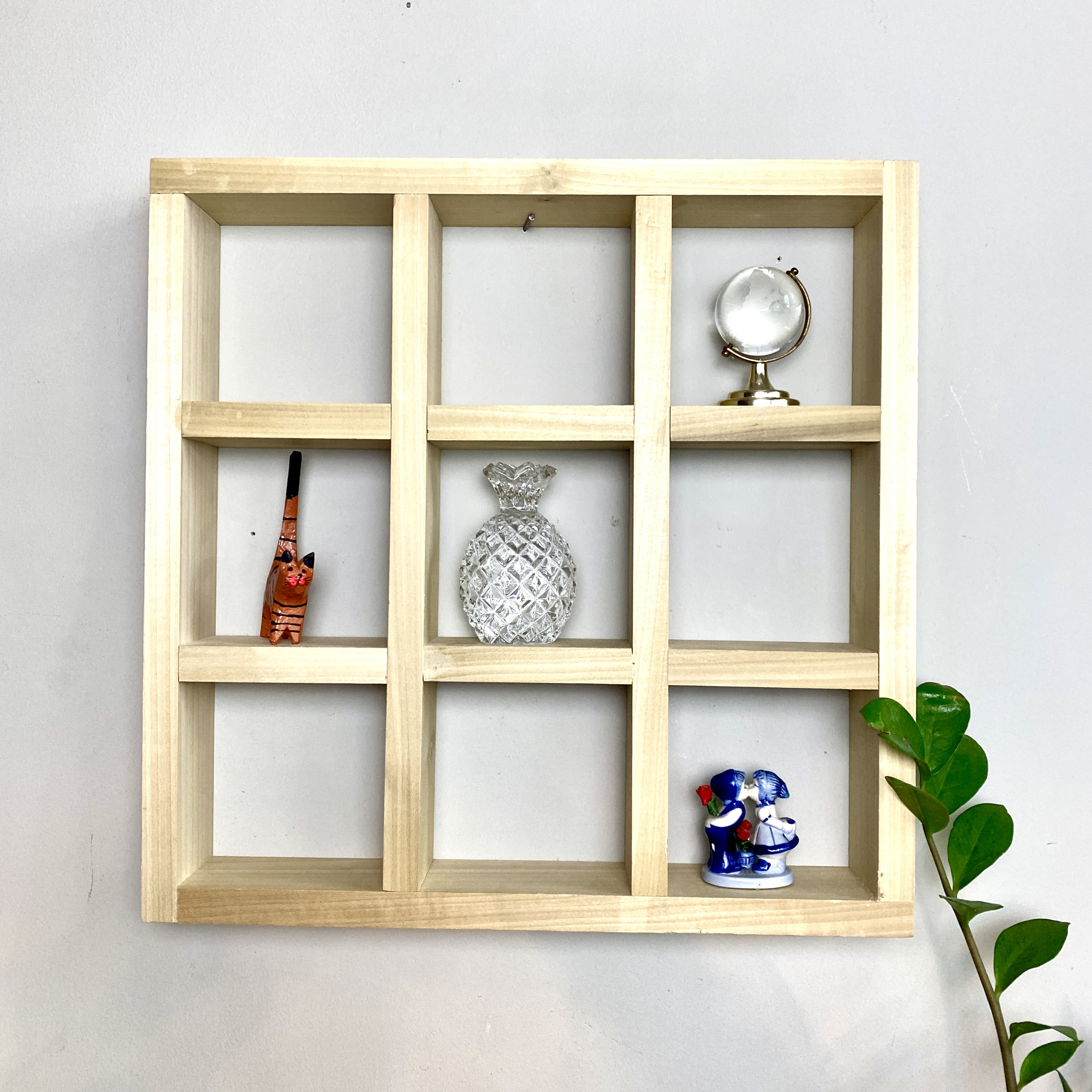 Large Floating Square Shelf | 9 Cube Square Wall Shelf | Light Wood ...