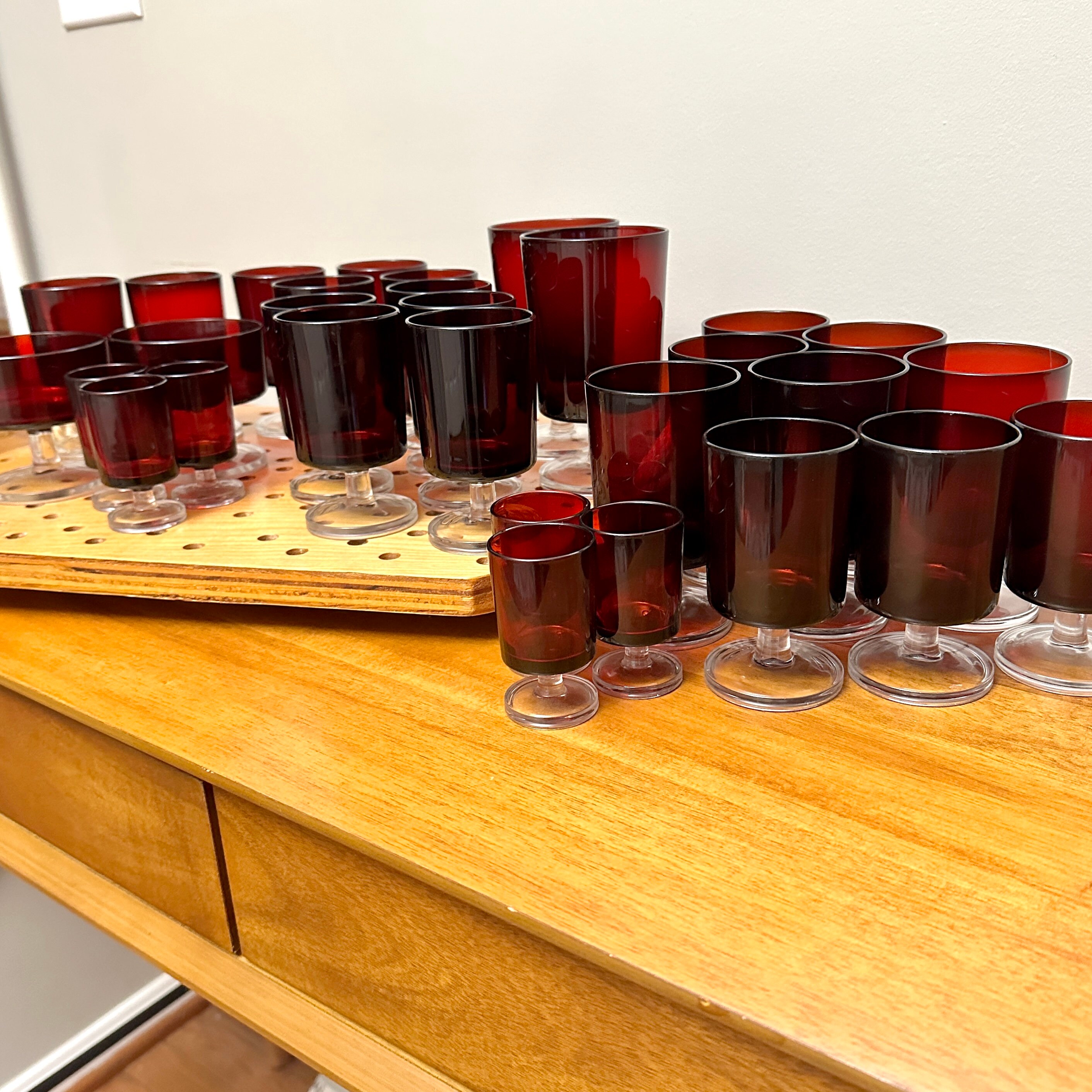 1970s Luminarc Cavalier Ruby Red Glass Sets Arcoroc Footed - Etsy