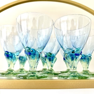 Bormioli Rocco Bahia Champagne Glasses Stunning Blue and Green Footed ...