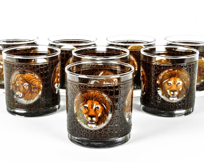 RARE Vintage Safari Animal Double Rocks Glass Set of *4* | 1960s Libbey ...