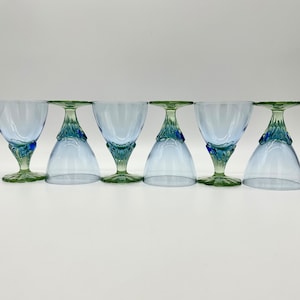 Bormioli Rocco Bahia Champagne Glasses Stunning Blue and Green Footed ...