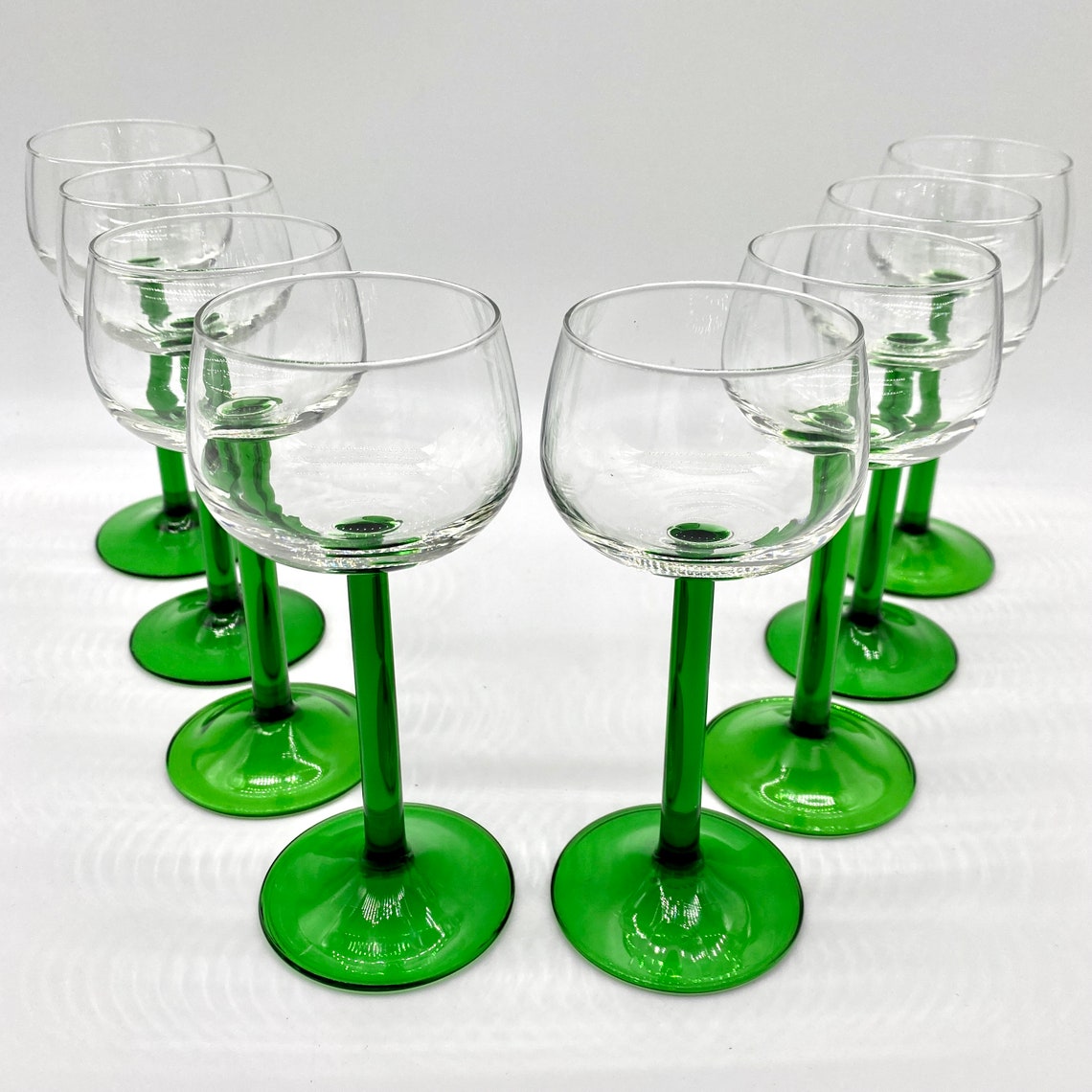 Emerald Green Stem Luminarc Wine Glasses Vintage Stemmed Etsy