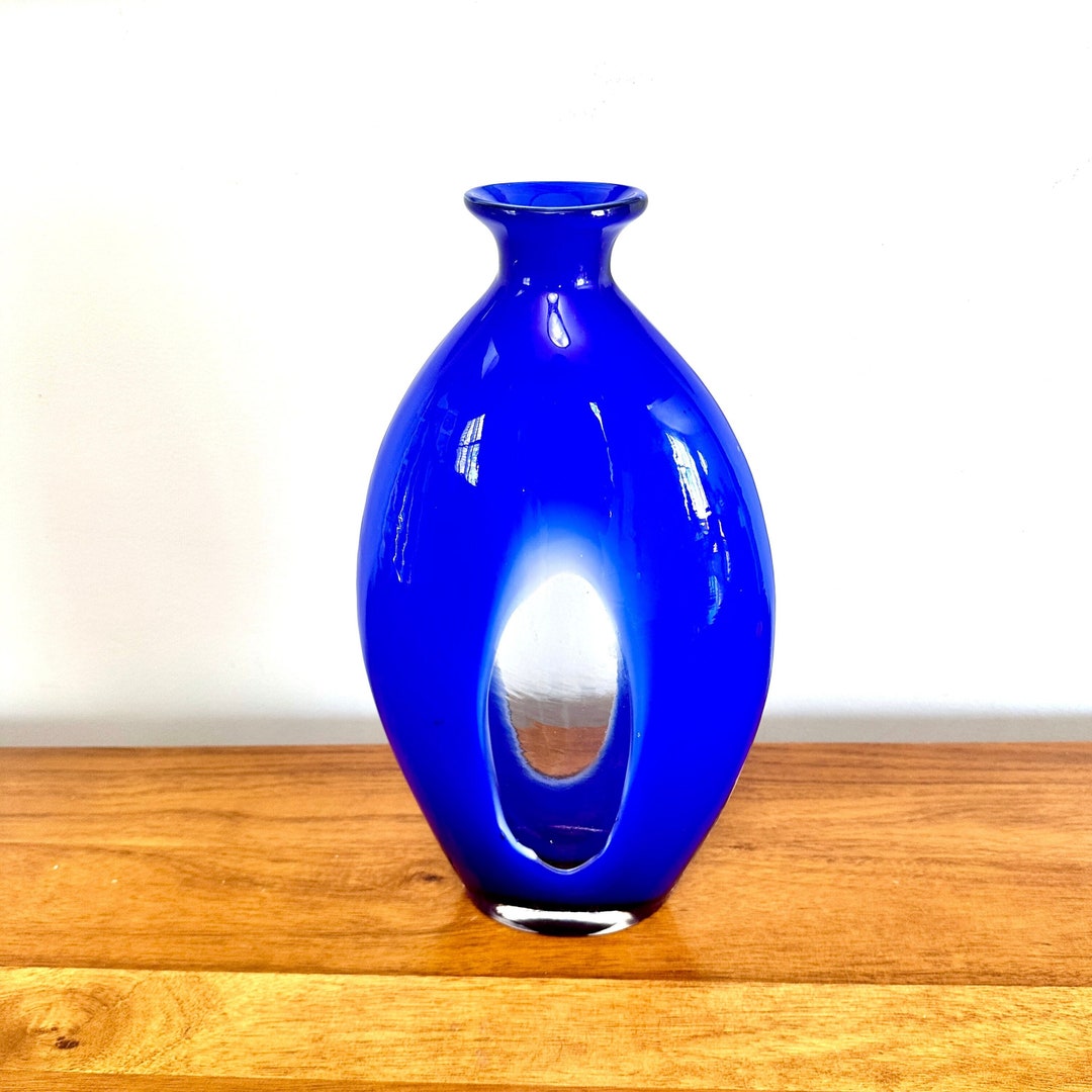 14" Cobalt Blue MCM Italian Hand Blown Glass Vase | Arte Nuova Pustetto ...
