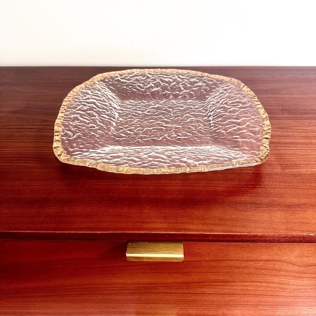 Vintage IVV Crystal Glacier Platter | Decorative Large 14" Square 24k ...