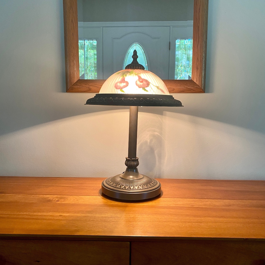 Calla Lily Frosted Glass Dome Lamp Large Round Glass Shade - Etsy