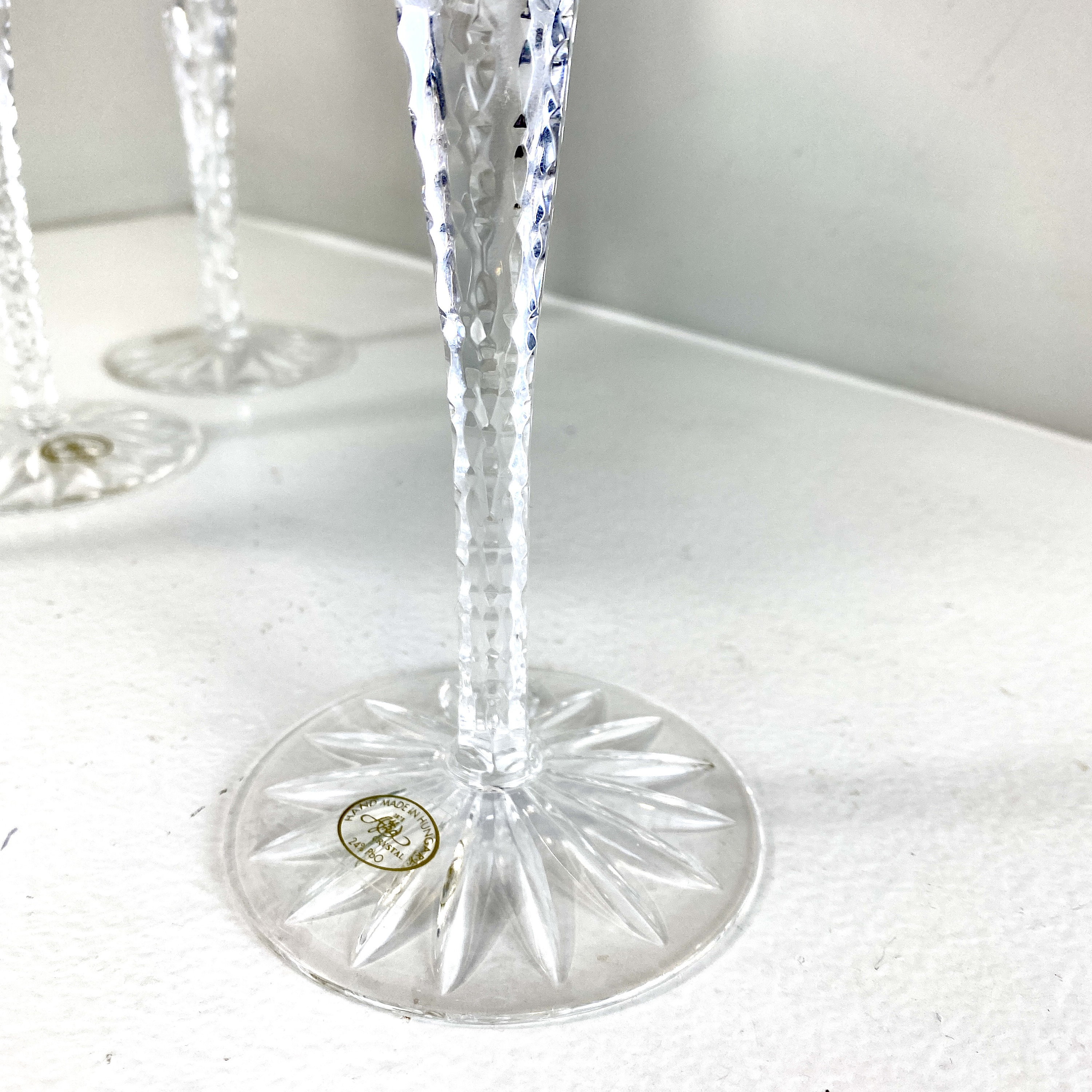 AJKA Cut to Clear Crystal Wine Glasses Large Colorful Wine | Etsy