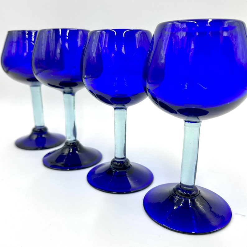 Stunning 7 Tall Blown Glass Goblets Set of 4 Cobalt - Etsy