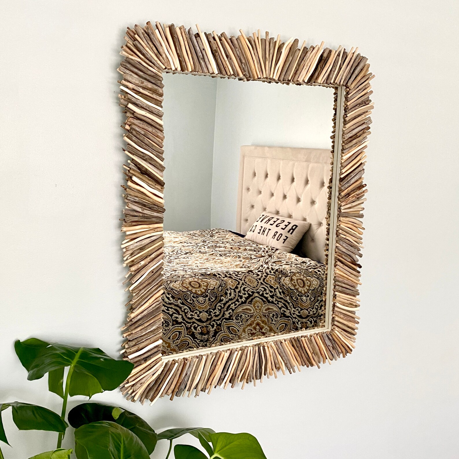 Driftwood Starburst Rectangle Mirror Driftwood Sunburst - Etsy