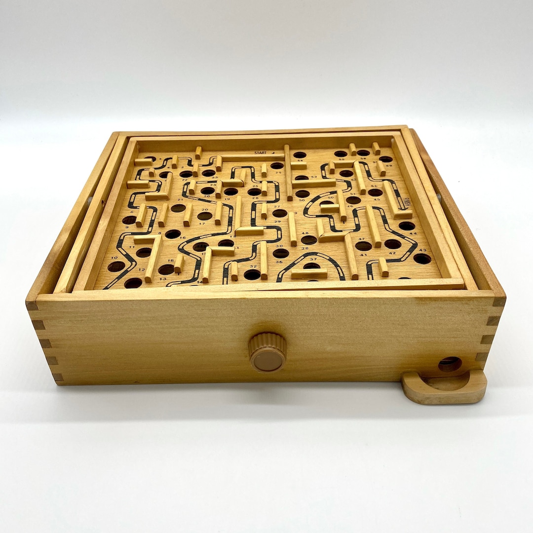 Vintage Labyrinth Maze Game | Solid Wood Labyrinth Game | Wooden ...