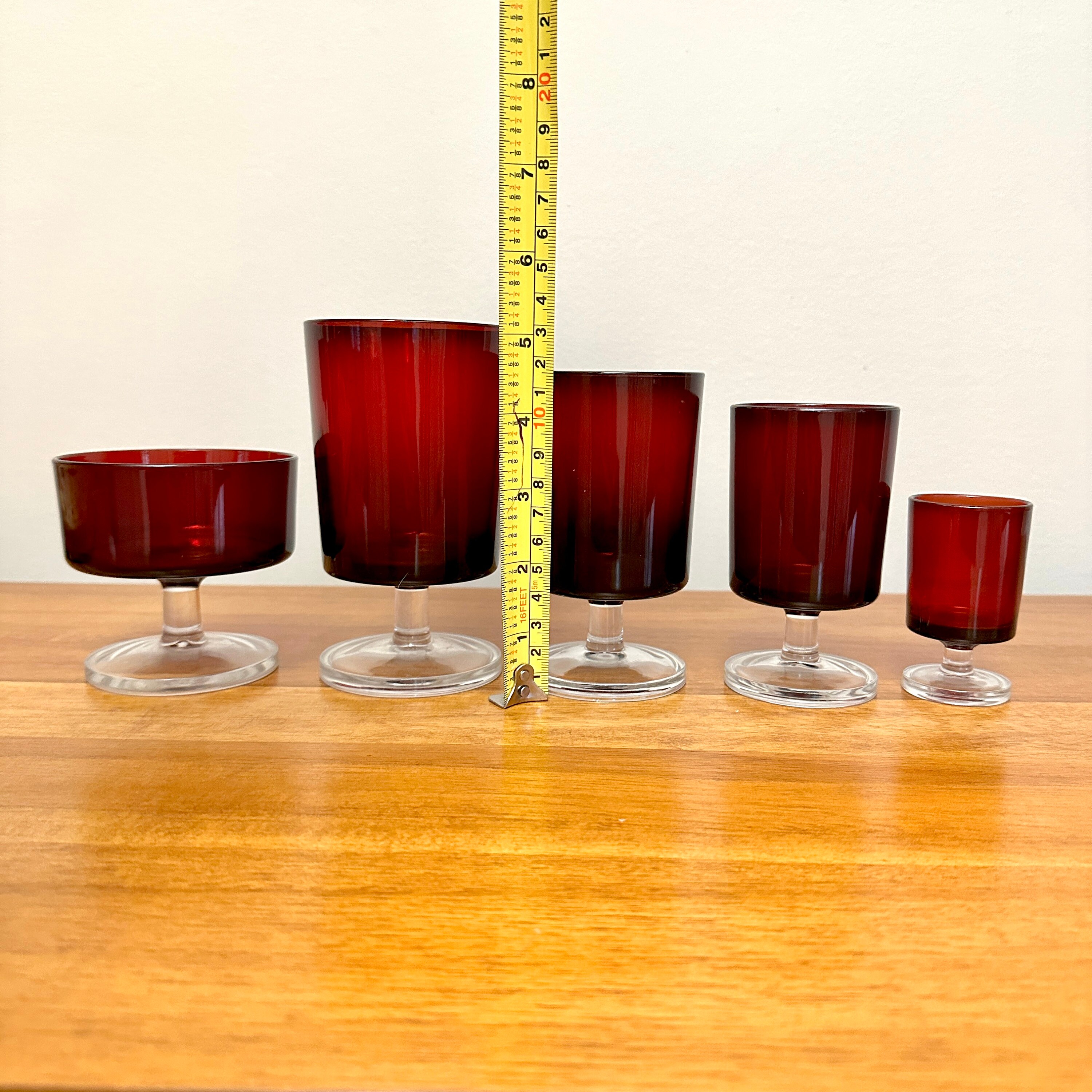 1970s Luminarc Cavalier Ruby Red Glass Sets Arcoroc Footed - Etsy