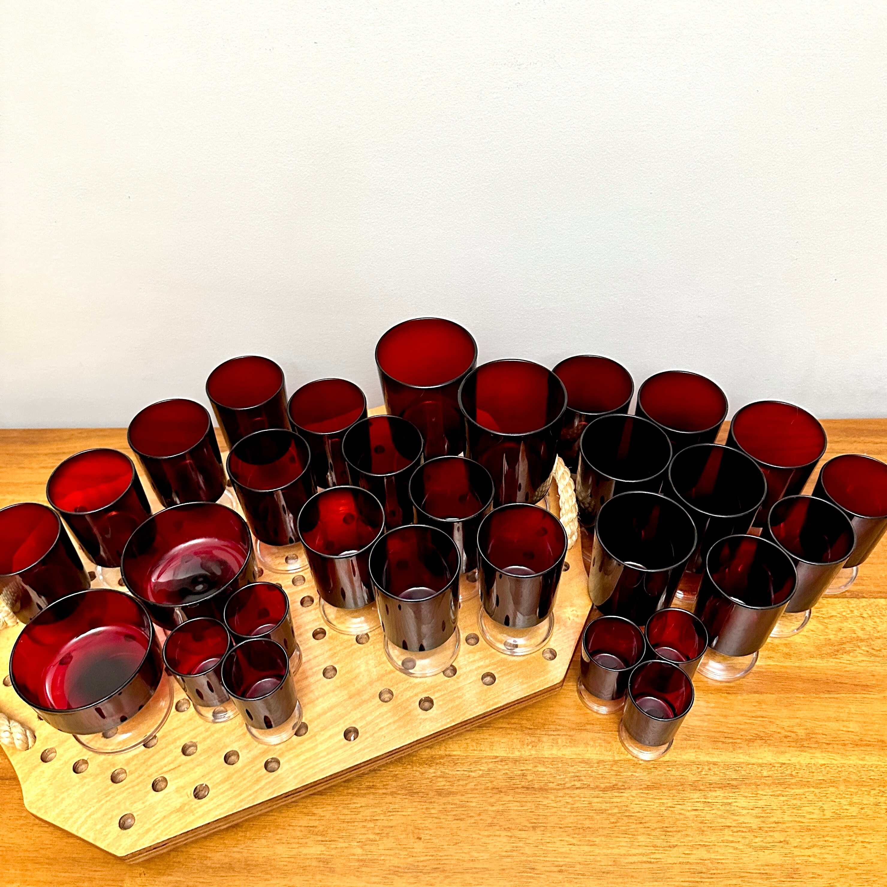 1970s Luminarc Cavalier Ruby Red Glass Sets Arcoroc Footed - Etsy