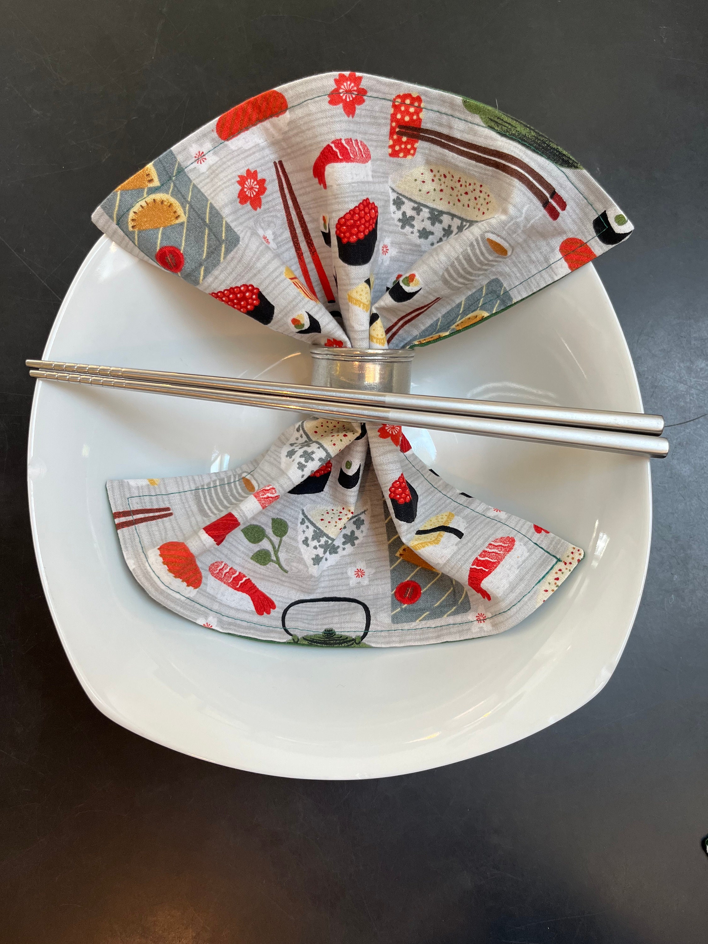 Sushi Cloth Napkins, Host Gift, Foodie Gift, Eco Friendly Machine ...