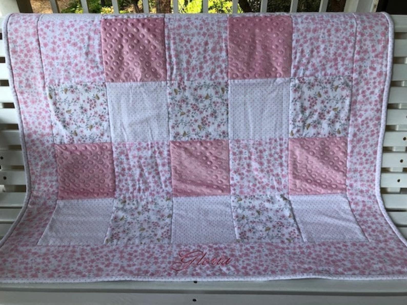Handmade Pink Baby Quilt With Personalization Option. - Etsy