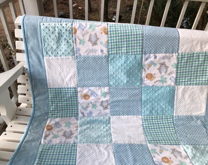 Handmade Blue Baby Quilt With Personalization Option. - Etsy