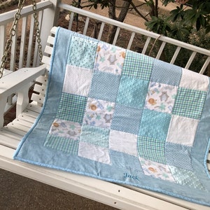 Handmade Blue Baby Quilt With Personalization Option. - Etsy