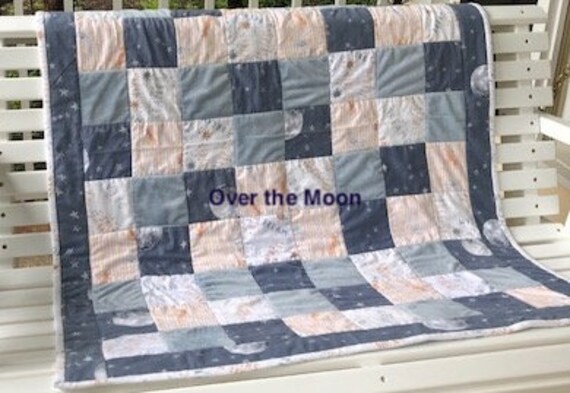 Handmade over the Moon Baby Quilt With | Etsy