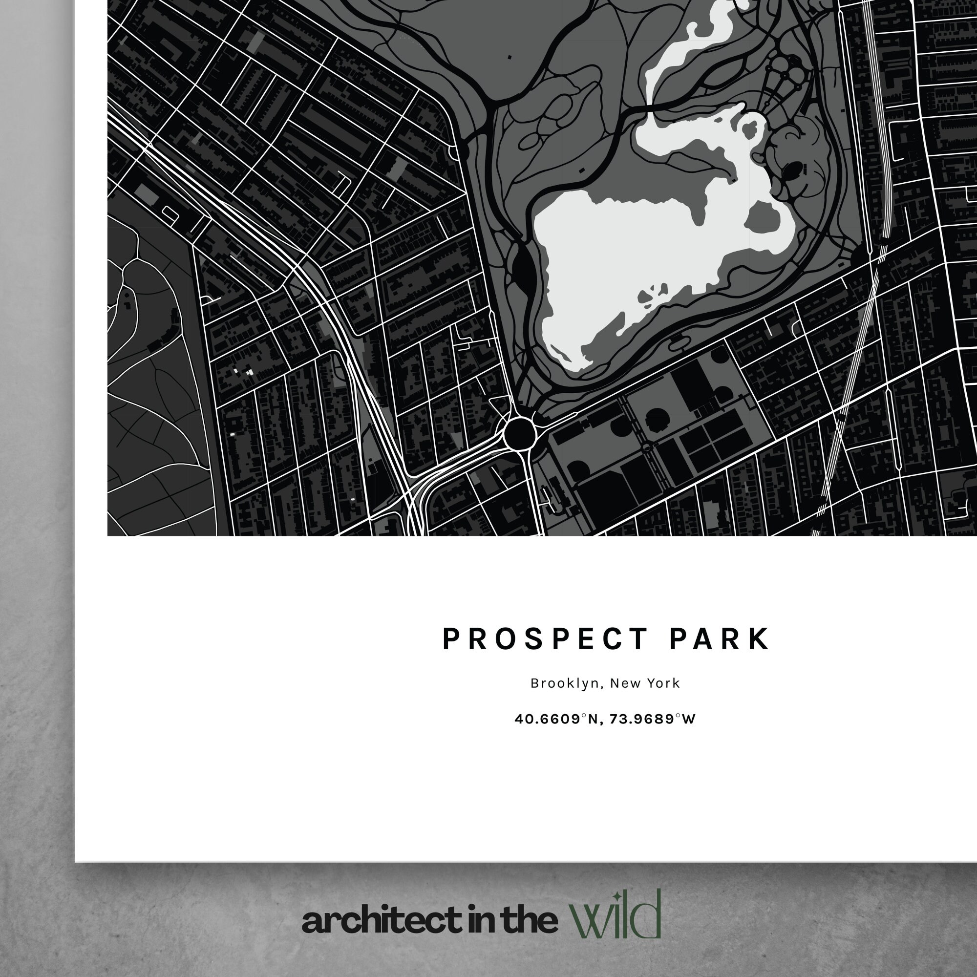 Prospect Park Map, Brooklyn Map Print, Printable Wall Art, Black and ...