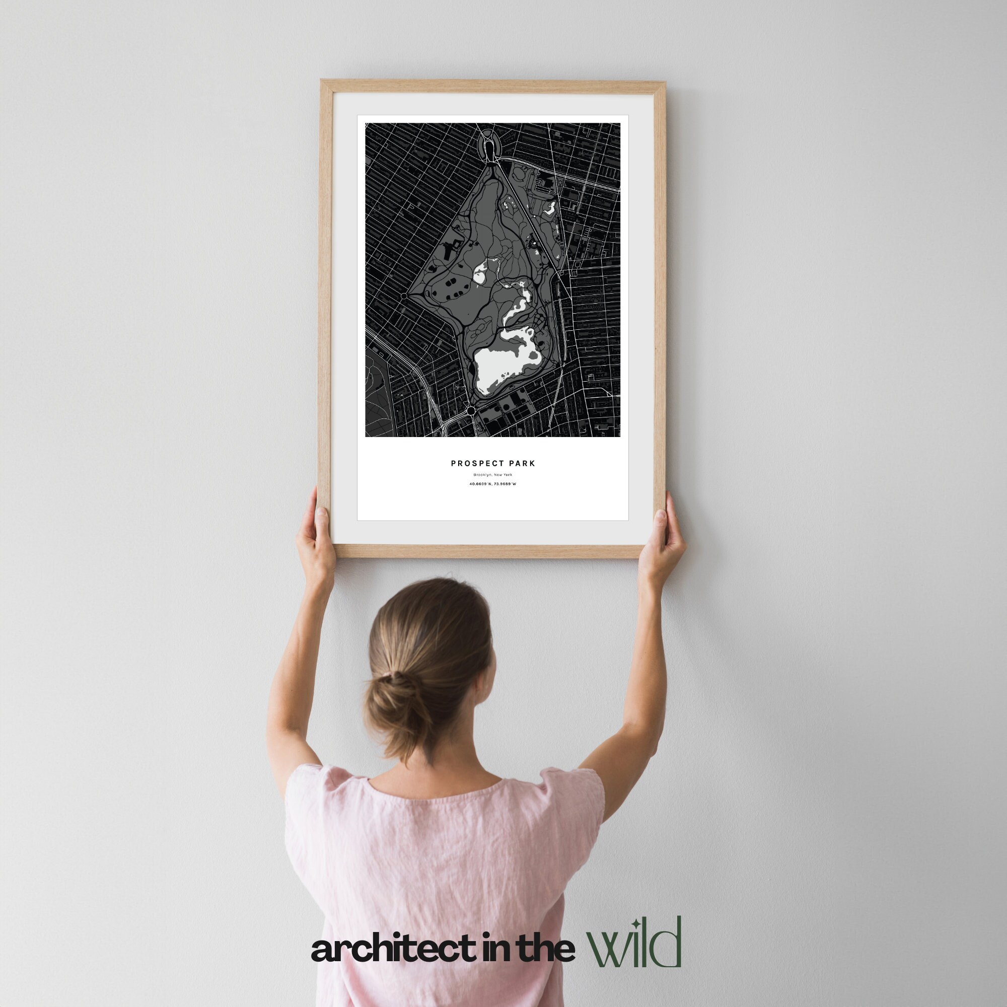 Prospect Park Map, Brooklyn Map Print, Printable Wall Art, Black and ...