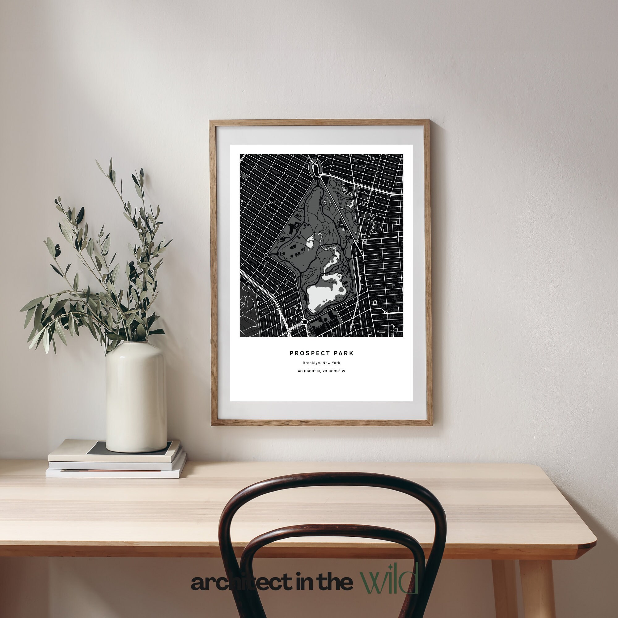 Prospect Park Map, Brooklyn Map Print, Printable Wall Art, Black and ...