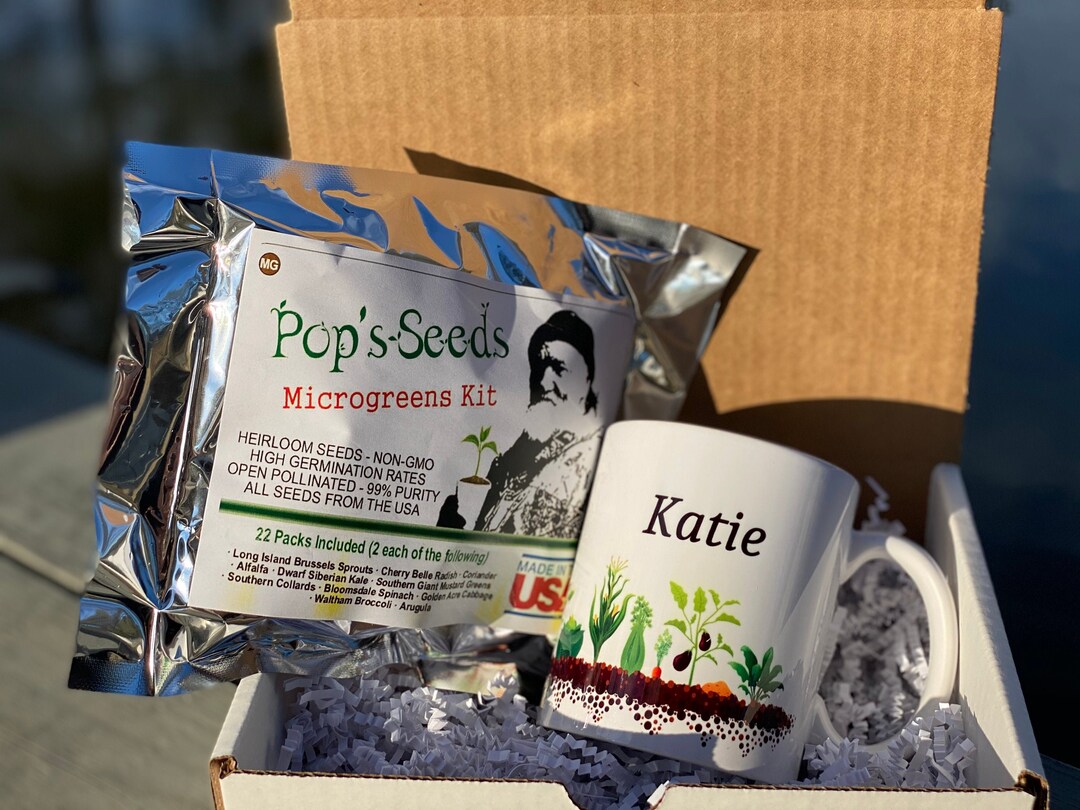 Personalized Mug and Garden Seed Gift Set Microgreen - Etsy