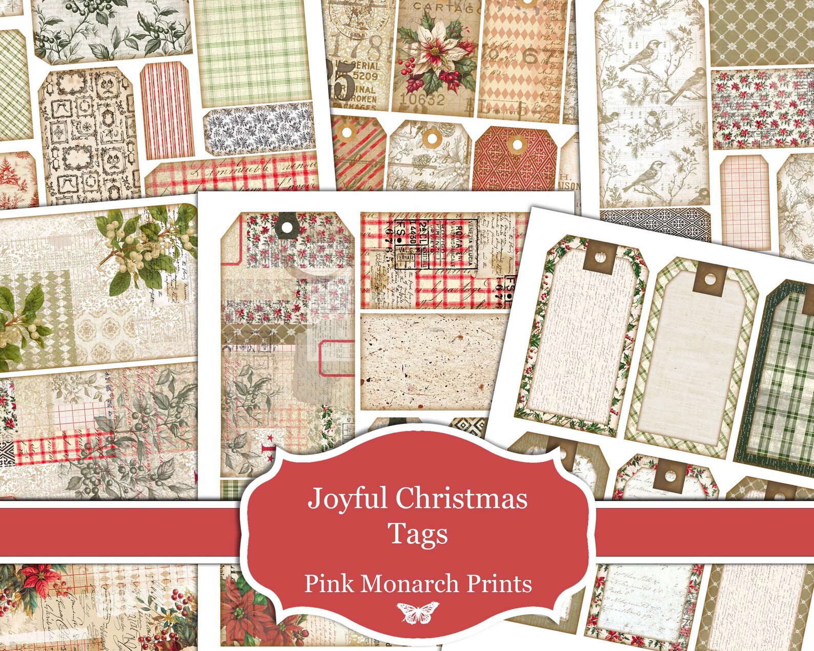 Joyful Christmas Tags, Printable, Digital, Tags for Christmas, Junk ...