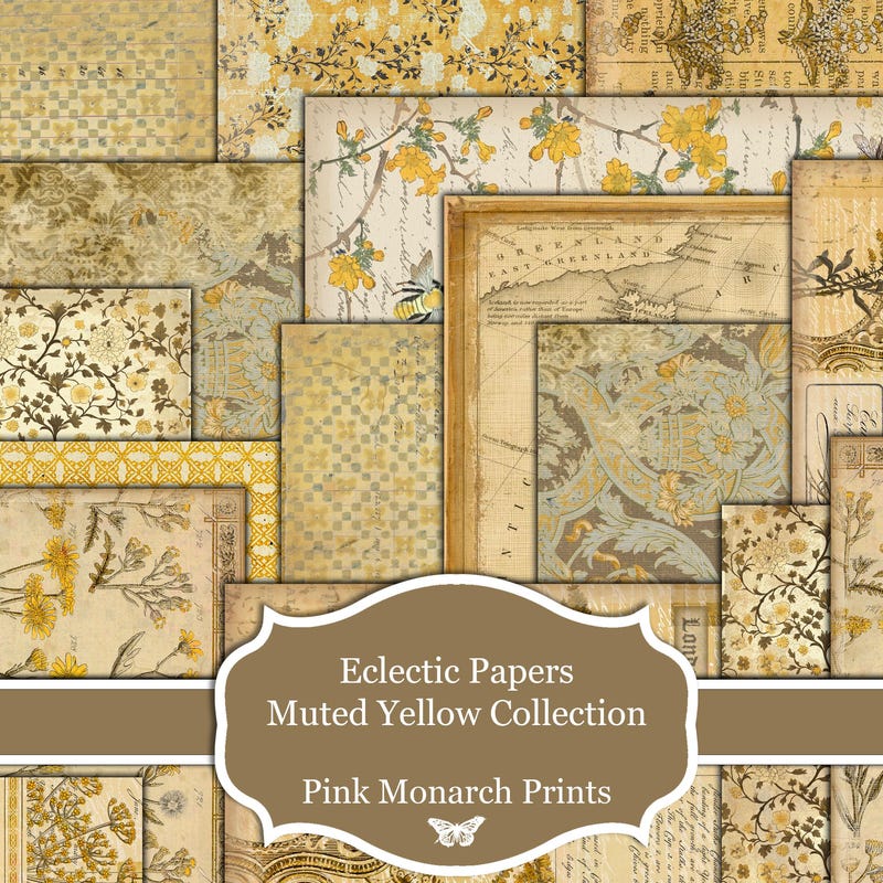 Yellow Collage Papers - Etsy